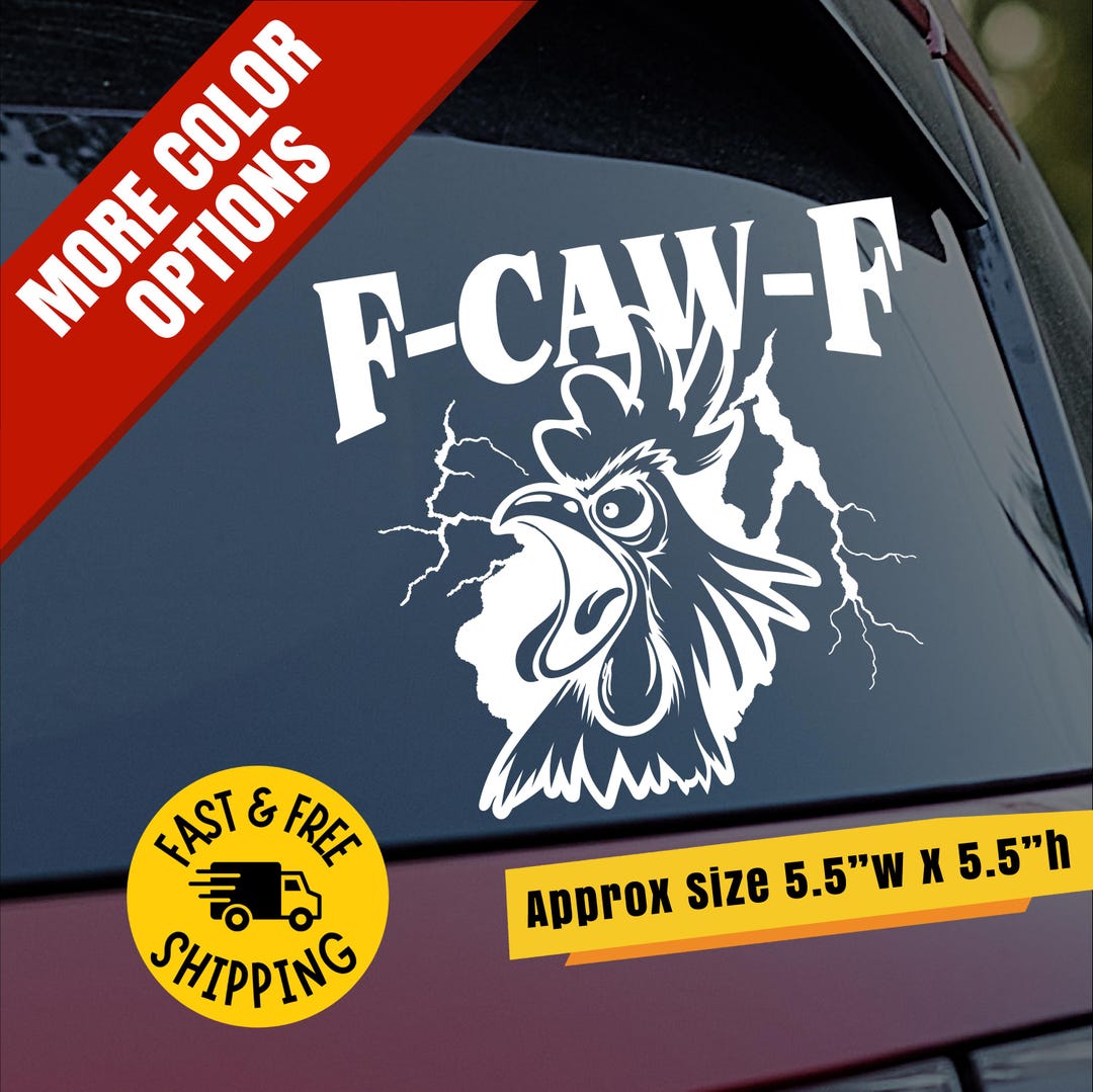 Funny F-CAW-F Chicken Decal Rooster Car Sticker | Farm Humor Vinyl ...