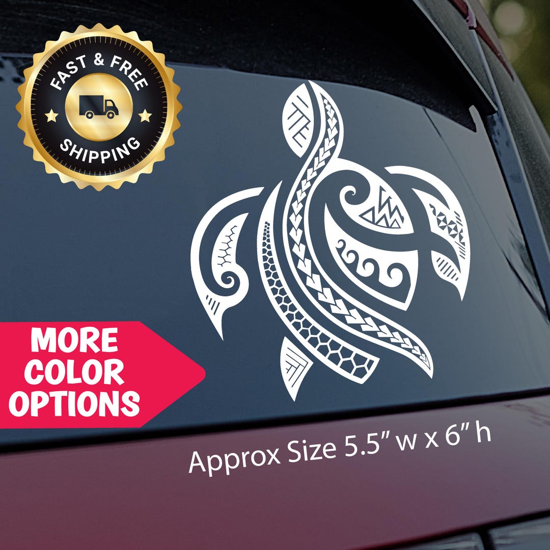 Hawaiian Tribal Honu Car Decal - Polynesian Turtle Design ...
