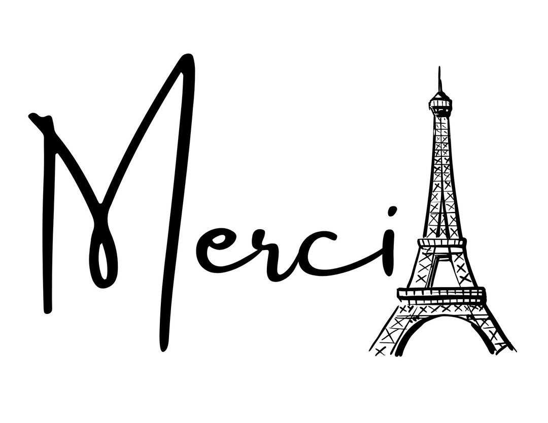 Merci SVG PNG PDF Clip Art, French Thank You Effiel Tower, Sublimation ...