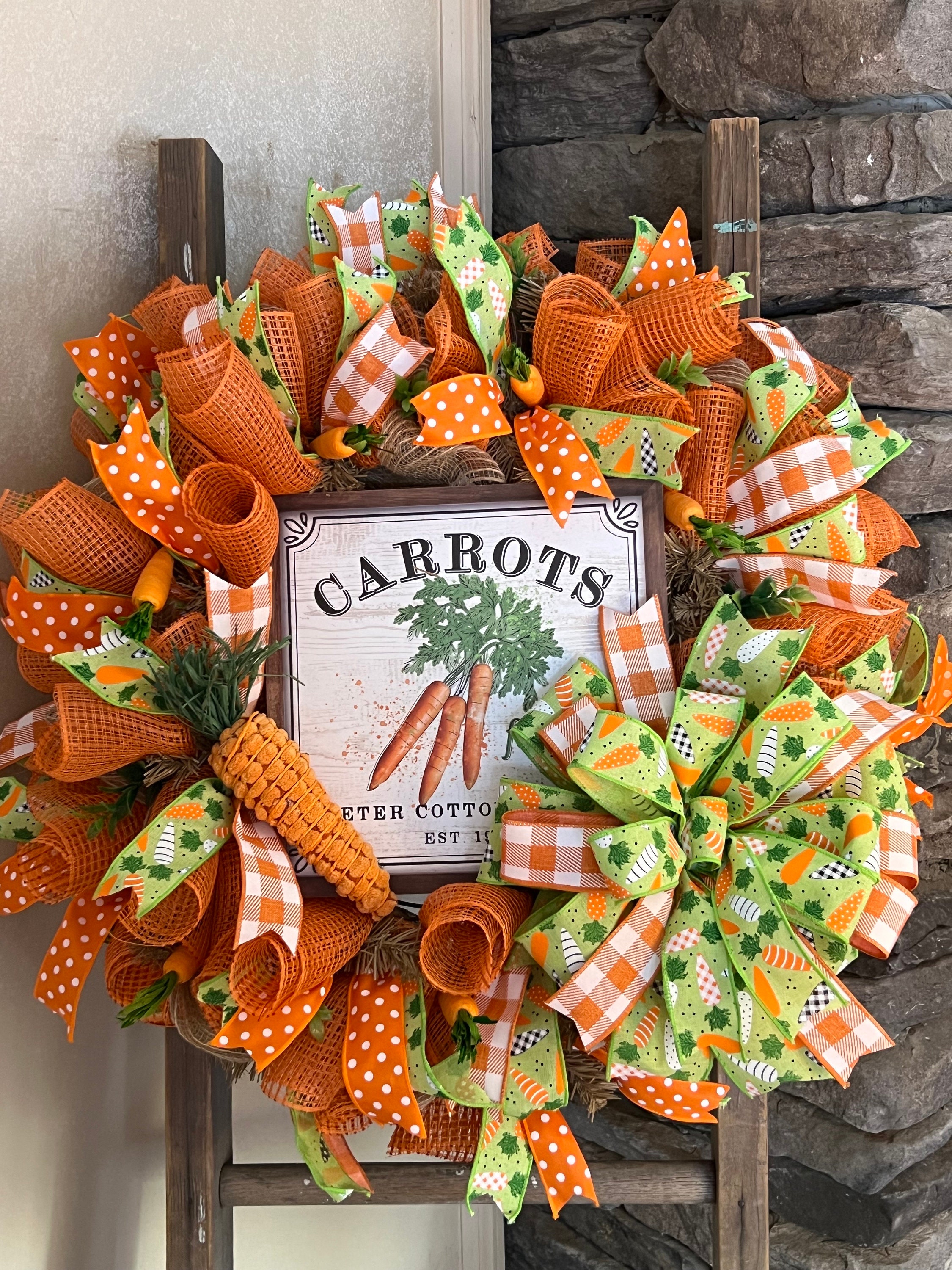 Spring Easter 22 24 Carrot Themed Wreath - Etsy