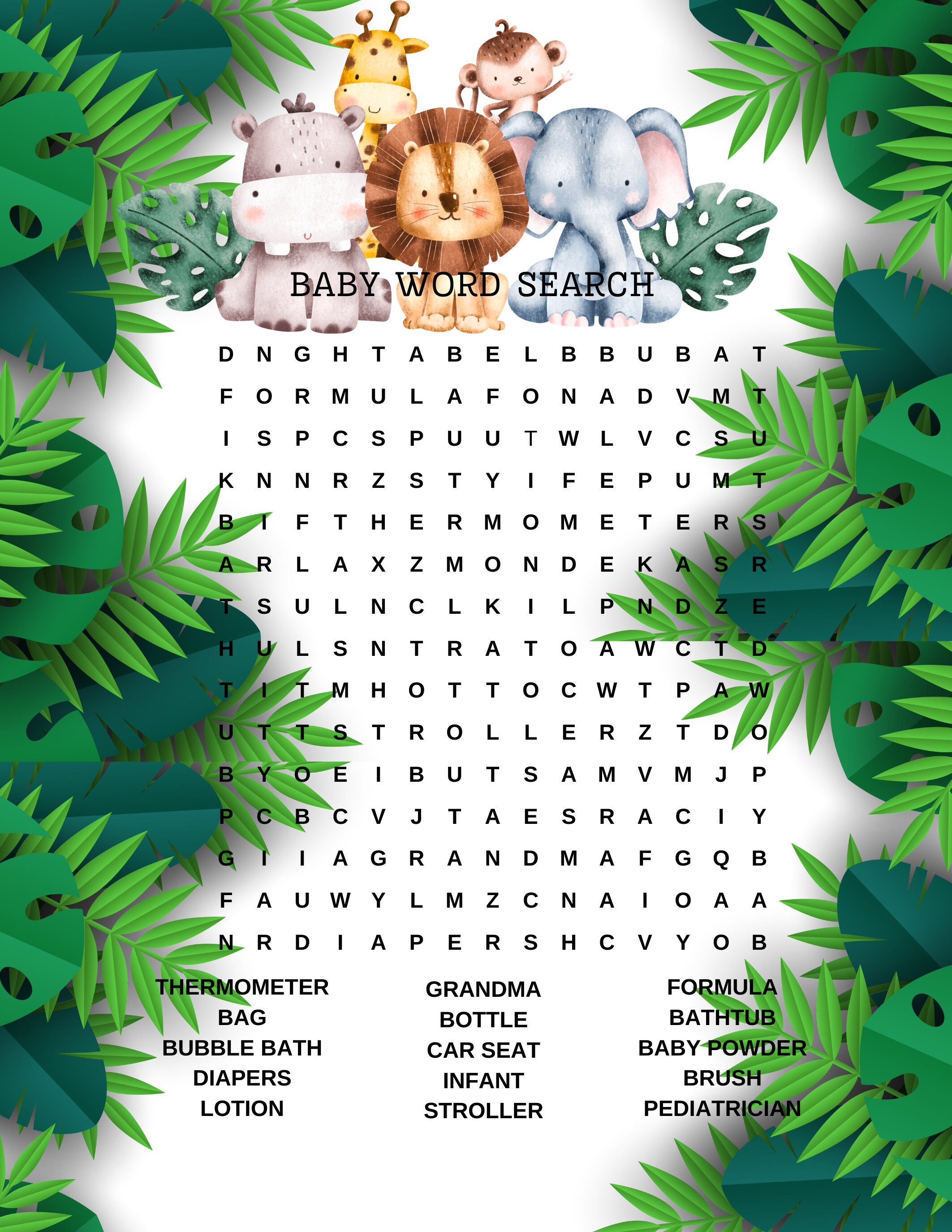 Safari Digital Baby Shower Games - Etsy