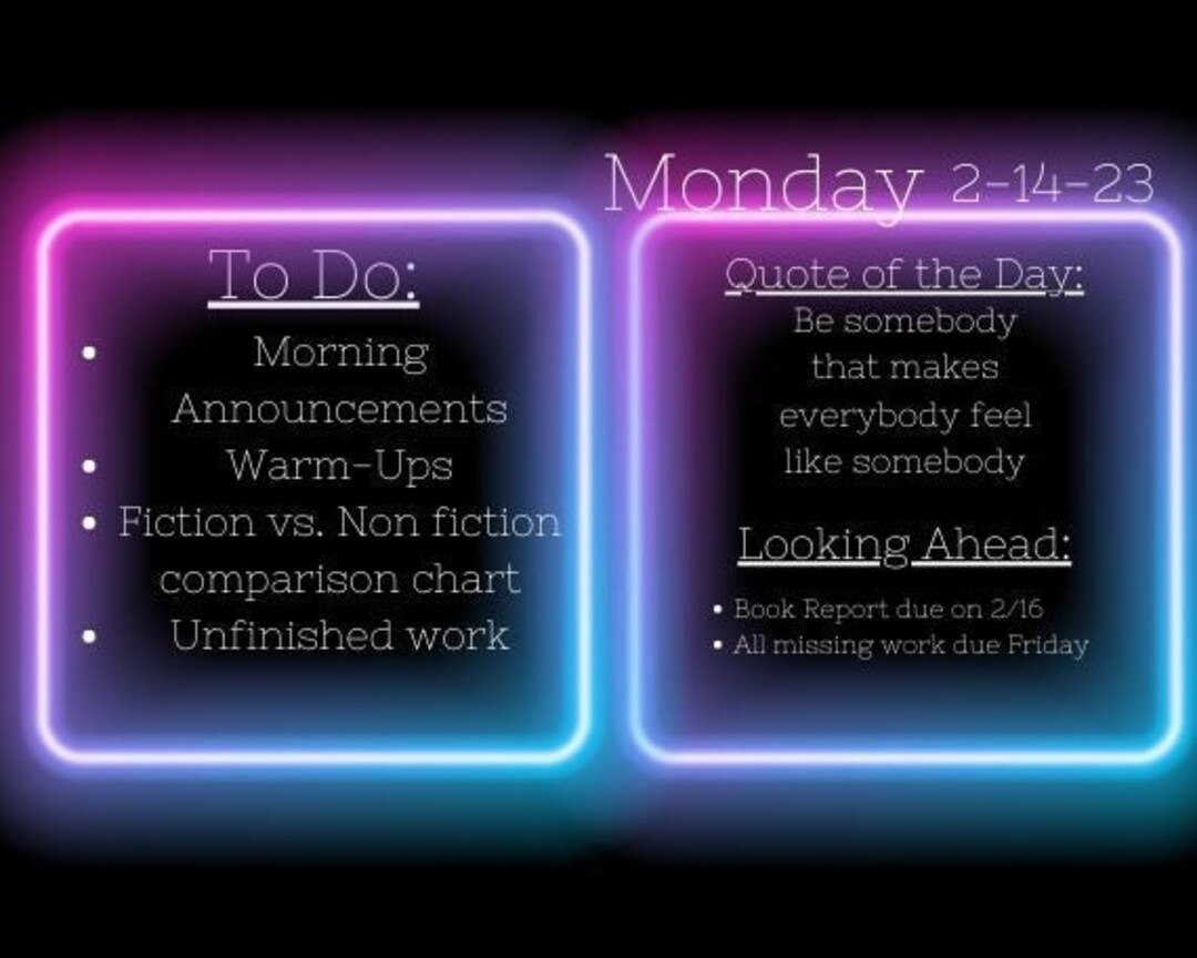 Neon Daily Classroom Agenda, Teacher Organization, Google Slide ...