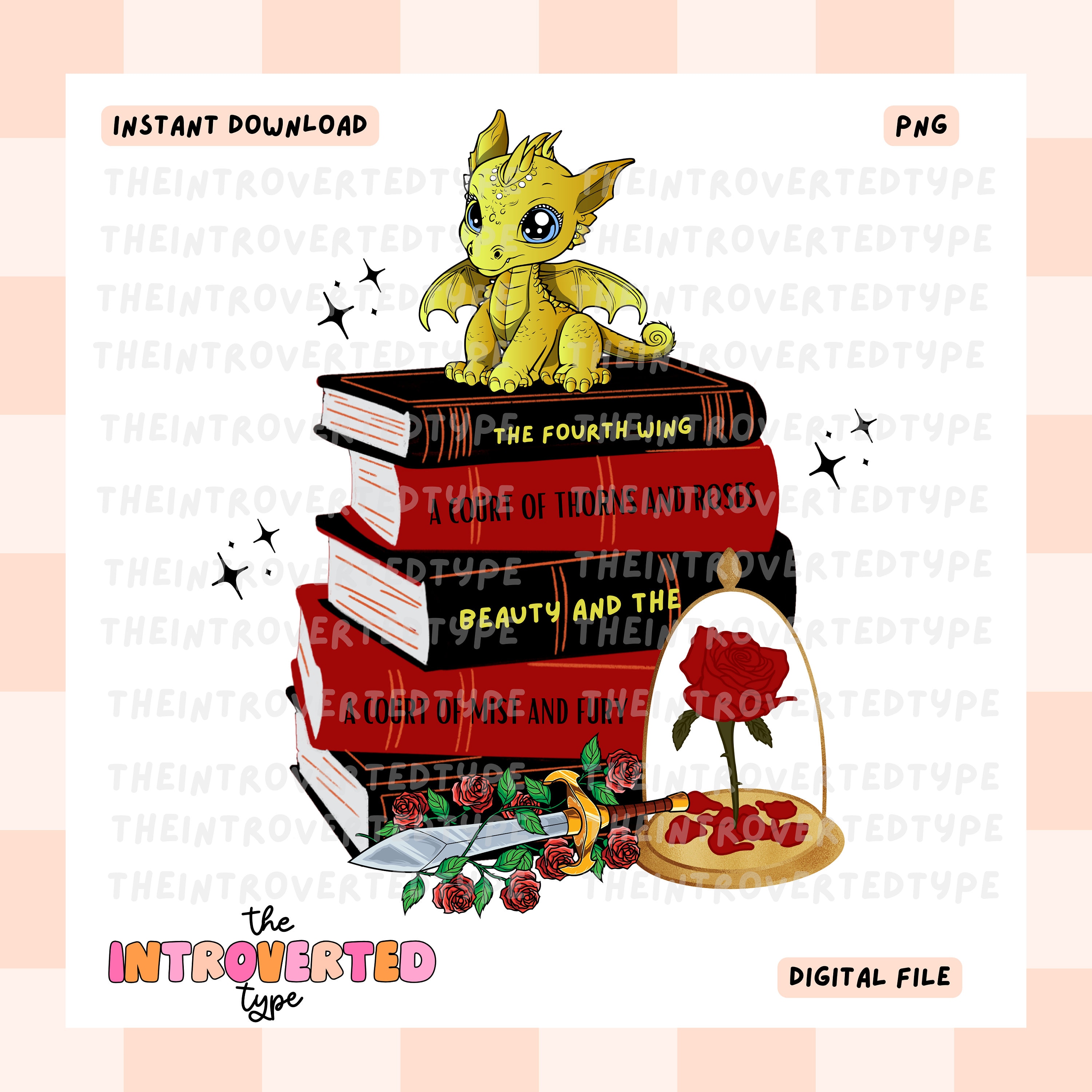 Fantasy Book Stack || PNG, Transparent Background, Bookworm, Dragons ...