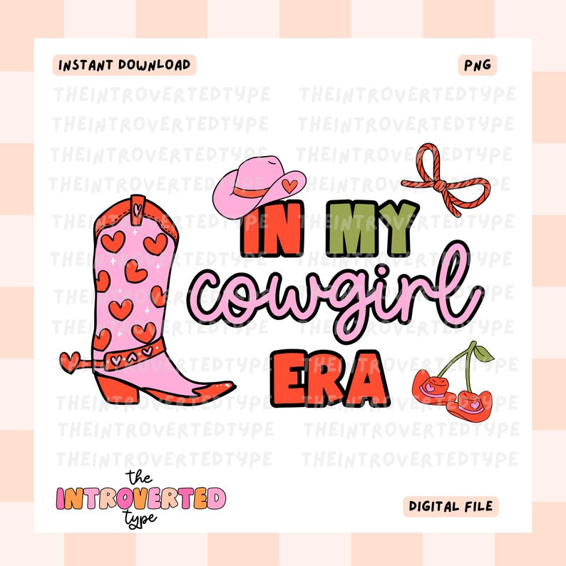 In My Cowgirl Era || PNG, Transparent Background, Clip Art, Retro ...