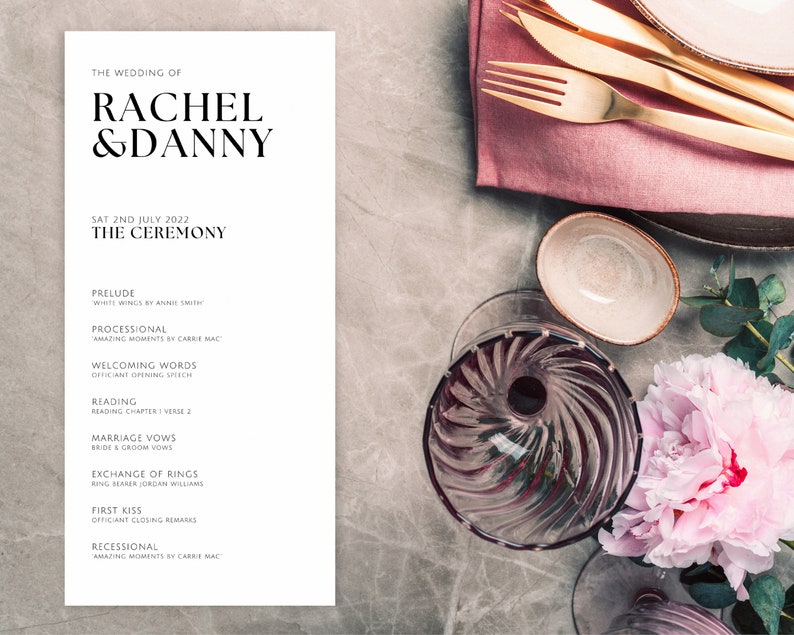 Editable Wedding Order of Service, Wedding Programme, Wedding Ceremony ...