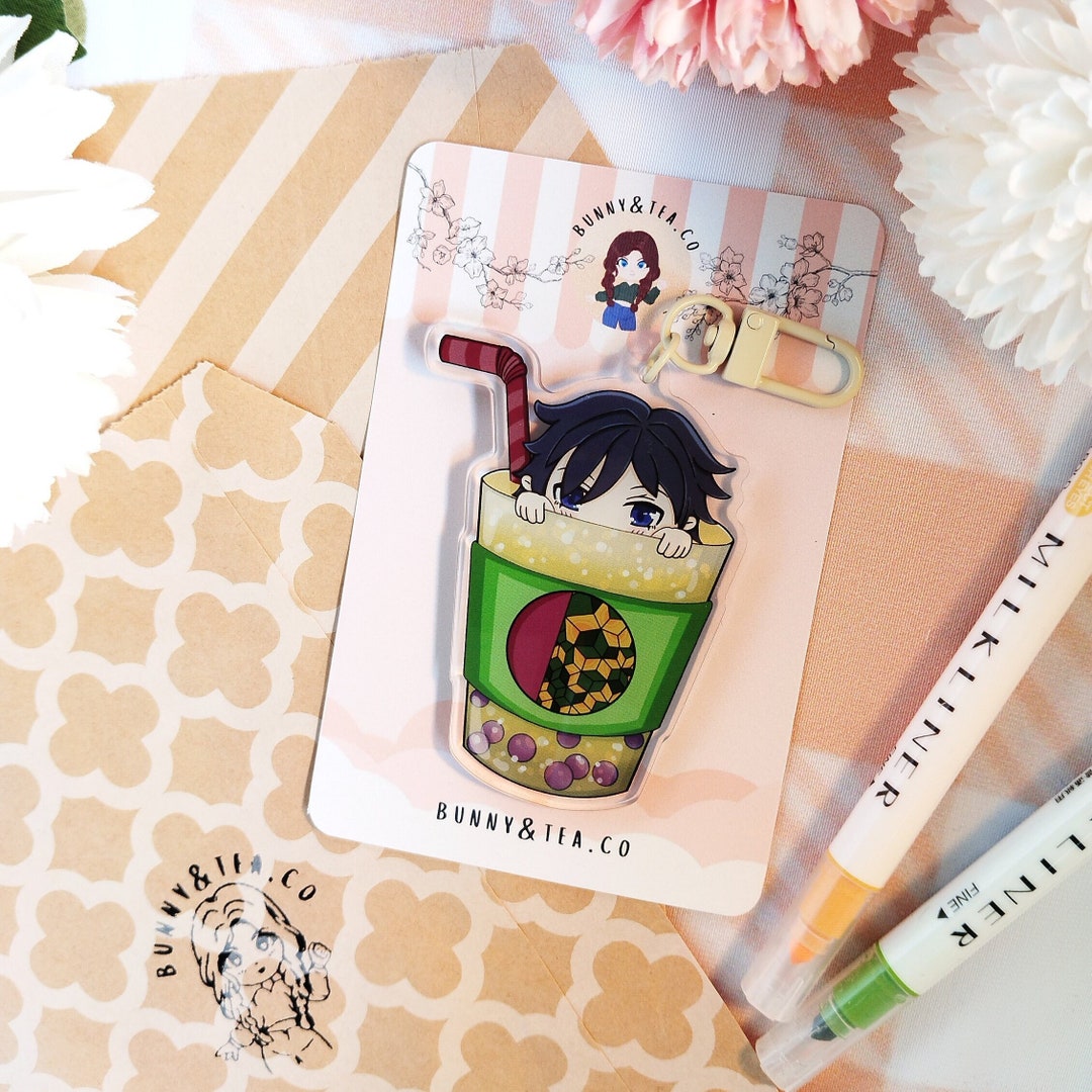Chibi Giyu Demon Slayer Inspired Bubble Tea Keychain | 3 Inches Tall ...