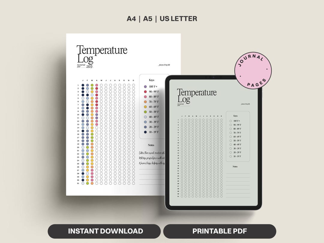 Temperature Tracker: Printable Journal Page for Bullet Planners ...