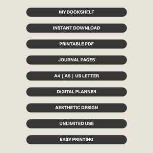 Aesthetic Bookshelf Reading Tracker: Printable Journal Page for Digital ...