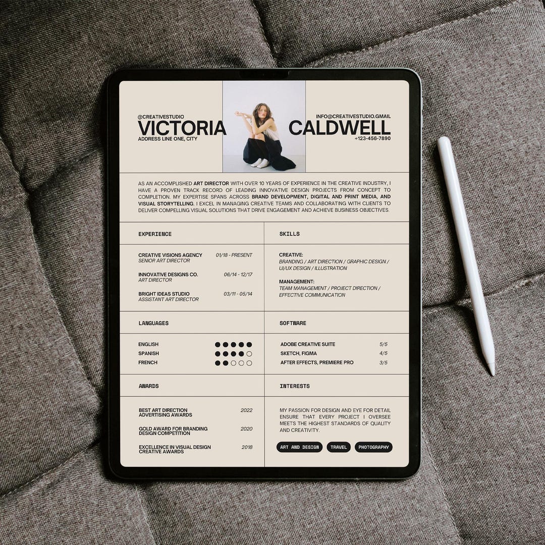 Stylish Canva Resume Template Fully Customizable Professional CV One ...