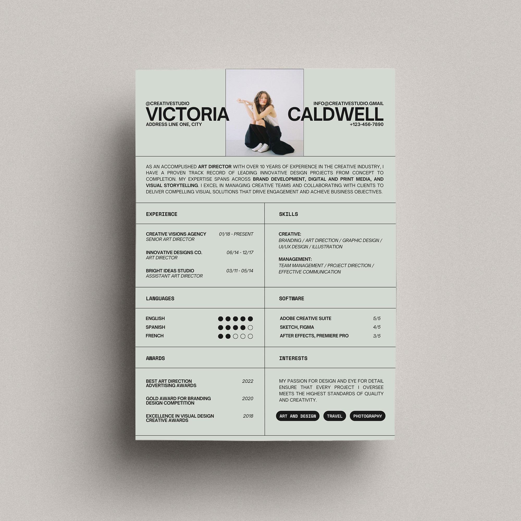 Stylish Canva Resume Template Fully Customizable Professional CV One ...