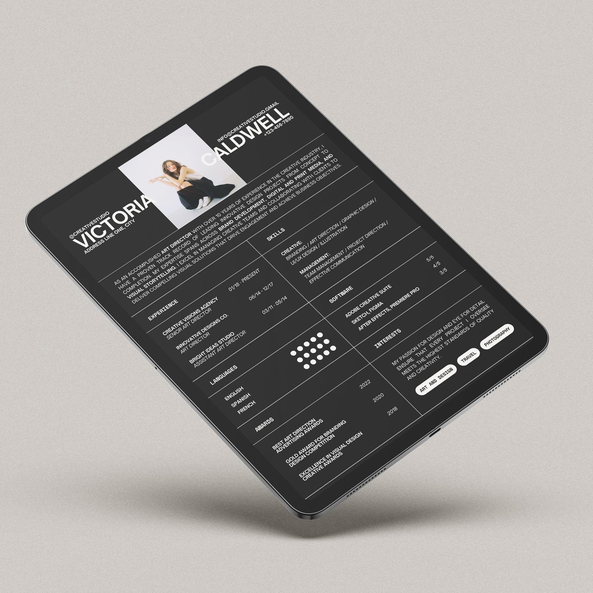 Stylish Canva Resume Template Fully Customizable Professional CV One ...