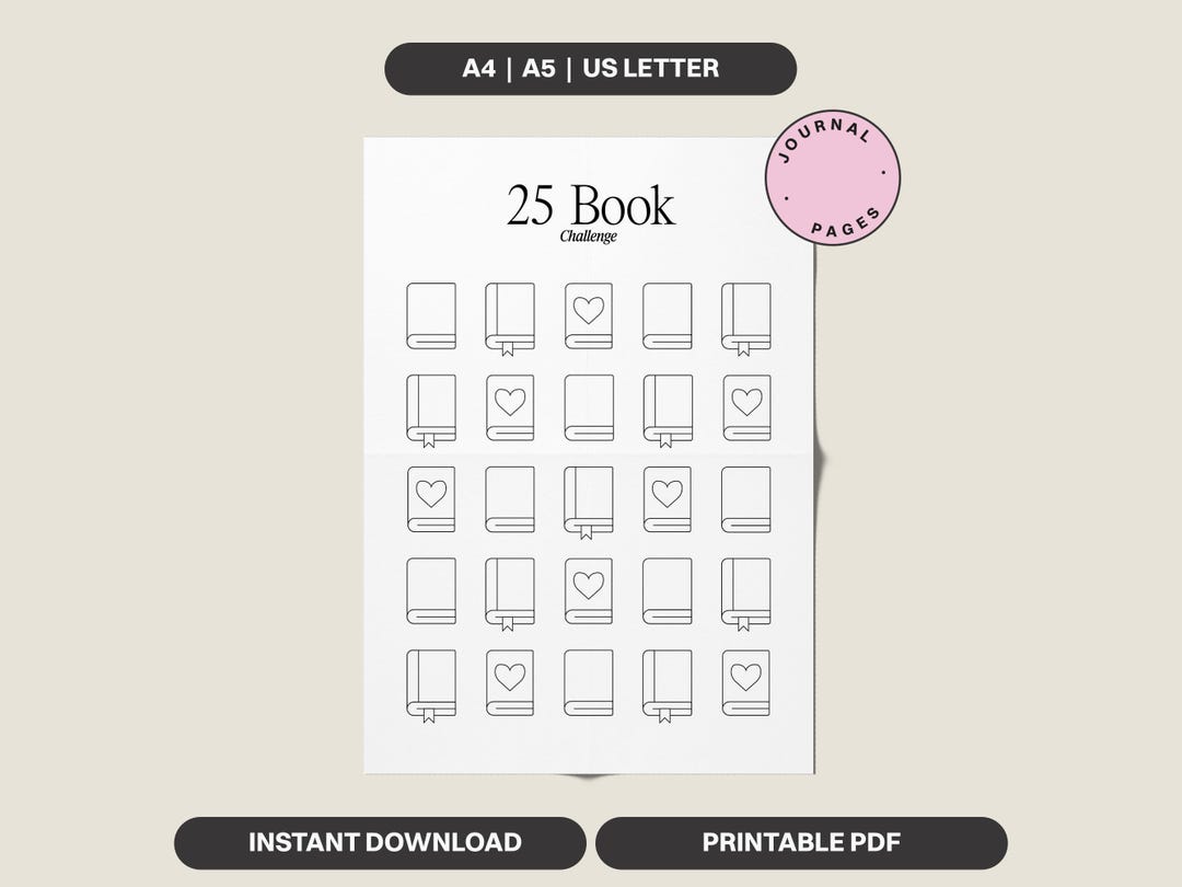 Aesthetic Book Challenge Printable: Digital Reading Tracker Journal ...