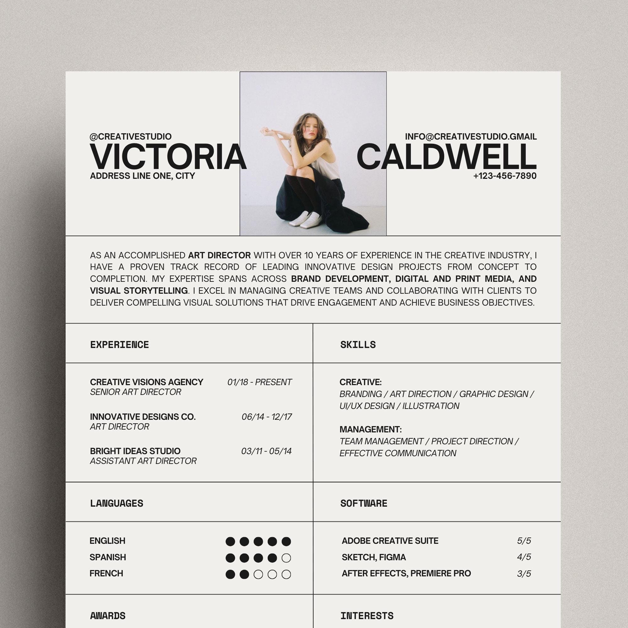 Stylish Canva Resume Template Fully Customizable Professional CV One ...