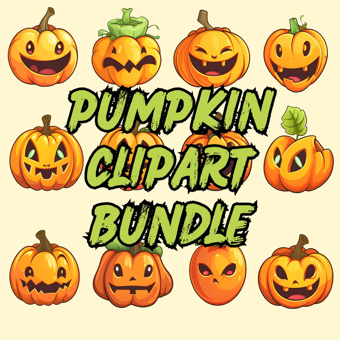 Cute Halloween Clipart Pumpkin Collection 12 Pieces - Etsy