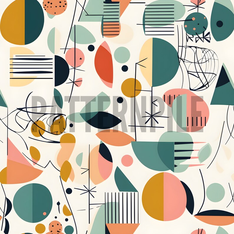 8 Midcentury Modern, High Resolution, Seamless Digital Patterns. - Etsy