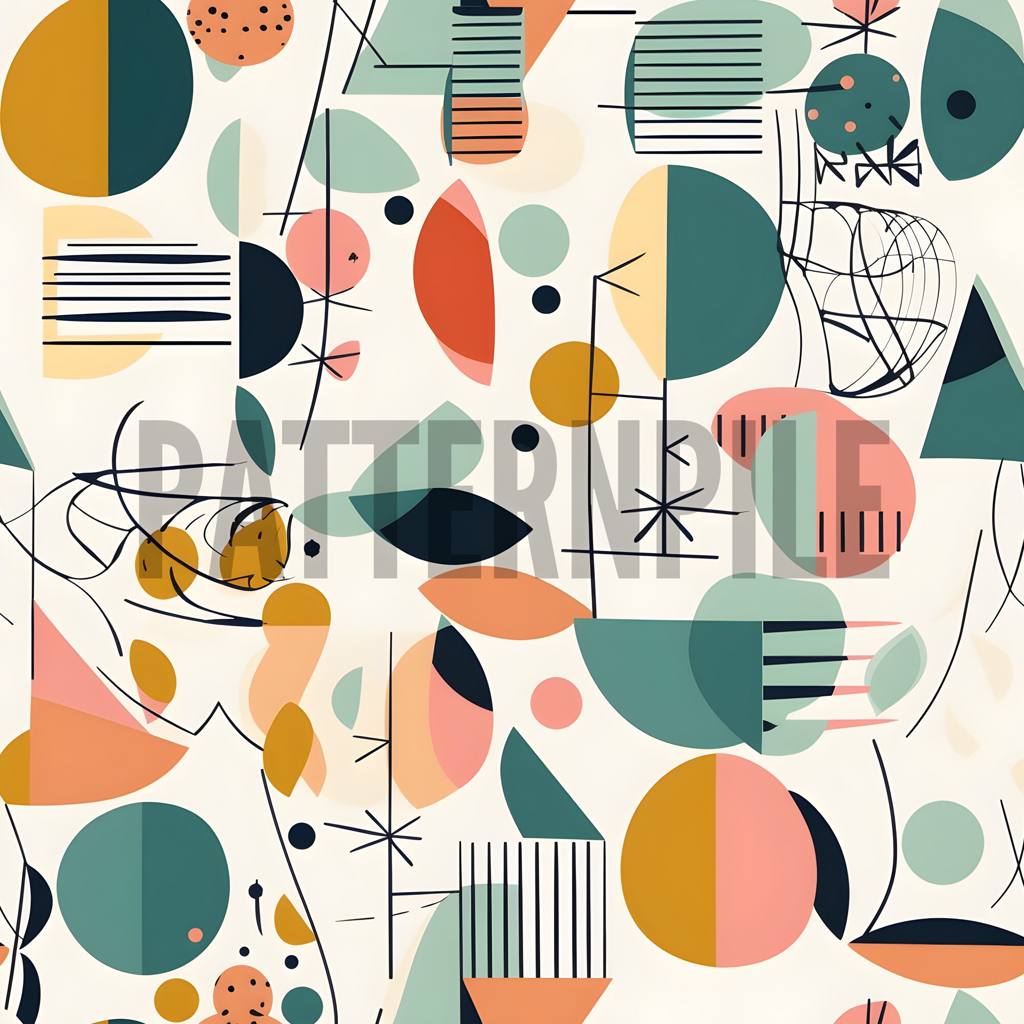 8 Midcentury Modern, High Resolution, Seamless Digital Patterns. - Etsy