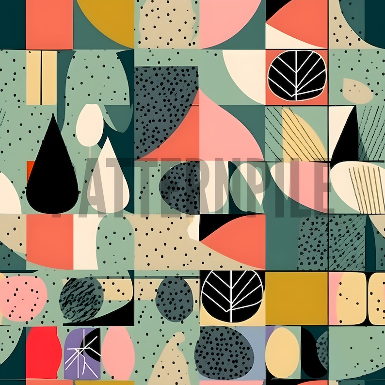 8 Midcentury Modern, High Resolution, Seamless Digital Patterns. - Etsy