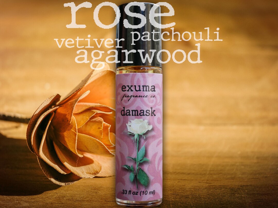 Damask Perfume Oil Roll-on and Parfum Spray Natural Rose, Patchouli ...
