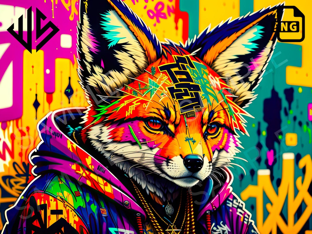 Graffiti Fox High Resolution PNG, Digital File, Graffiti, Sticker ...