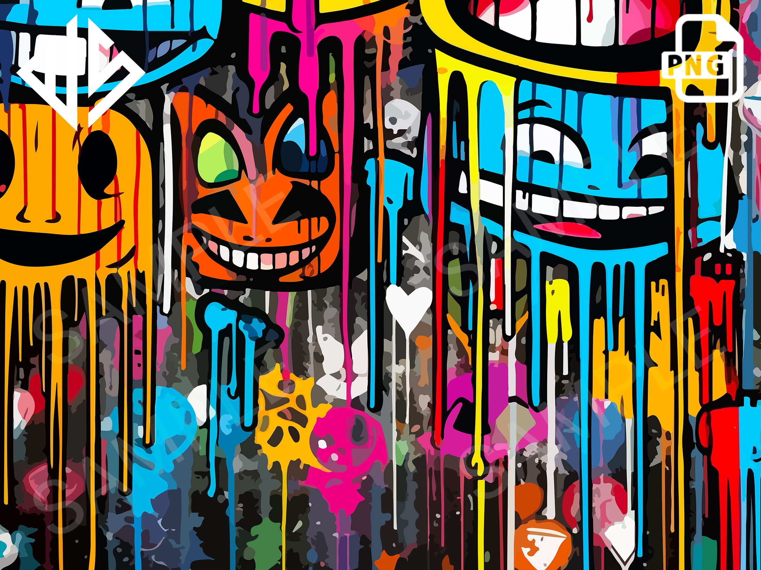 Graffiti Faces High Resolution PNG, Digital File, Graffiti, Sticker ...