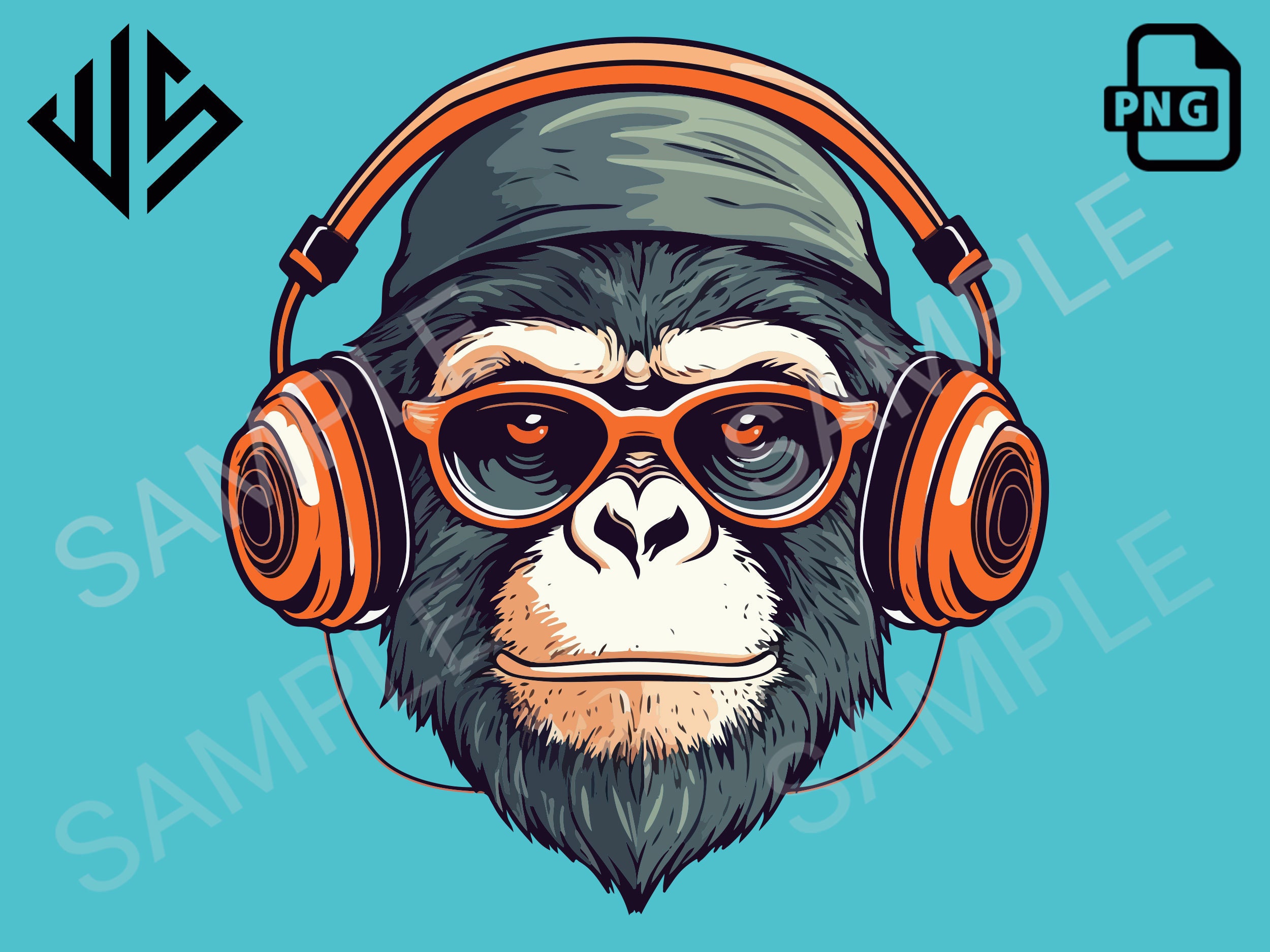 Monkey Music High Resolution PNG, Digital File, Graffiti, Sticker ...