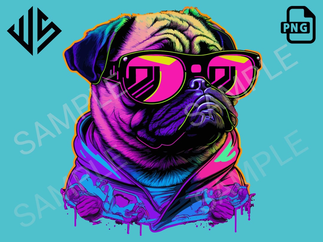 Cool Pug - High Resolution PNG, Digital File, Graffiti, Sticker, Urban ...