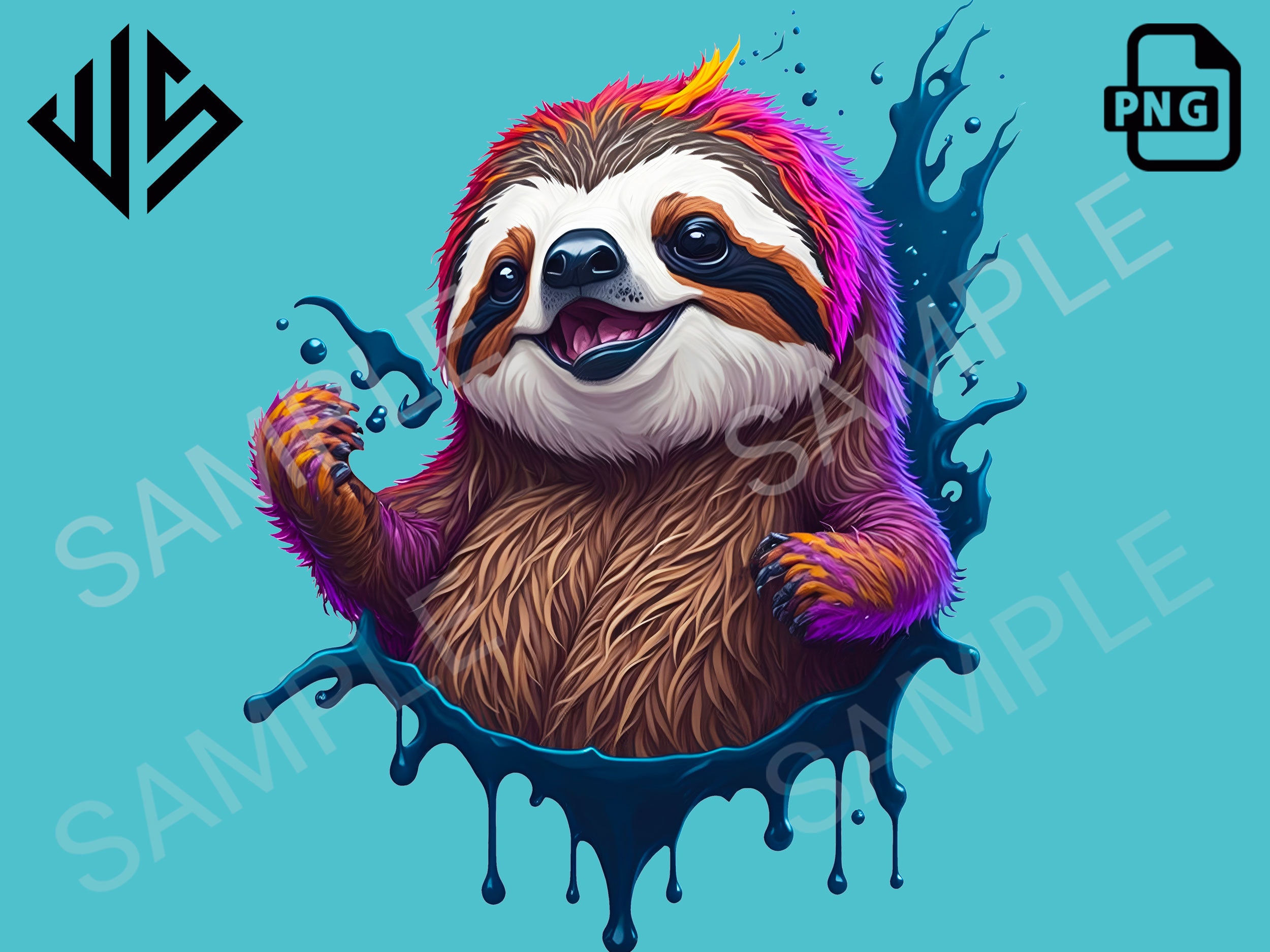 Graffiti Sloth High Resolution PNG, Digital File, Graffiti, Sticker ...