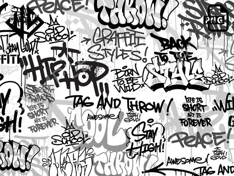 Graffiti BG 2 High Resolution PNG, Digital File, Graffiti, Sticker ...