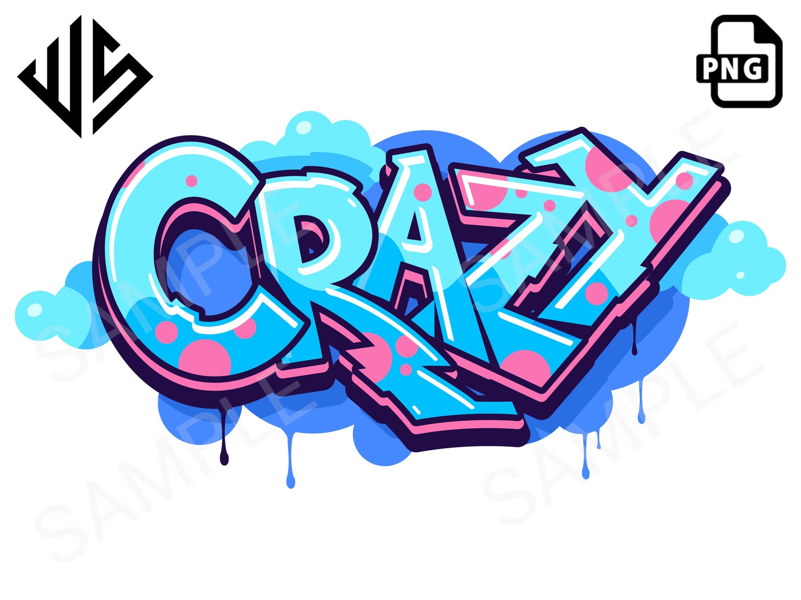 Crazy High Resolution PNG, Digital File, Graffiti, Sticker, Urban ...