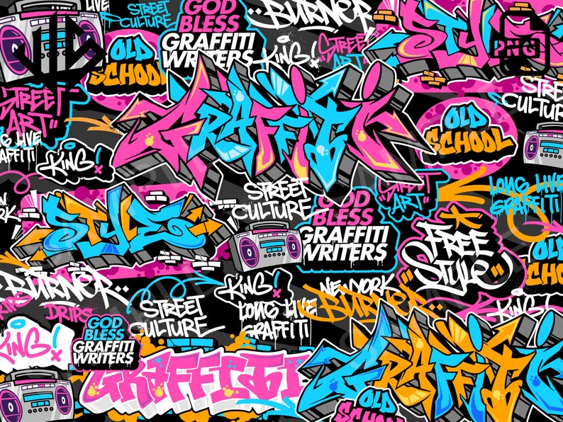 Graffiti BG 10 High Resolution PNG, Digital File, Graffiti, Sticker ...
