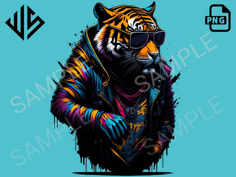 Cool Tiger High Resolution PNG, Digital File, Graffiti, Sticker, Urban ...