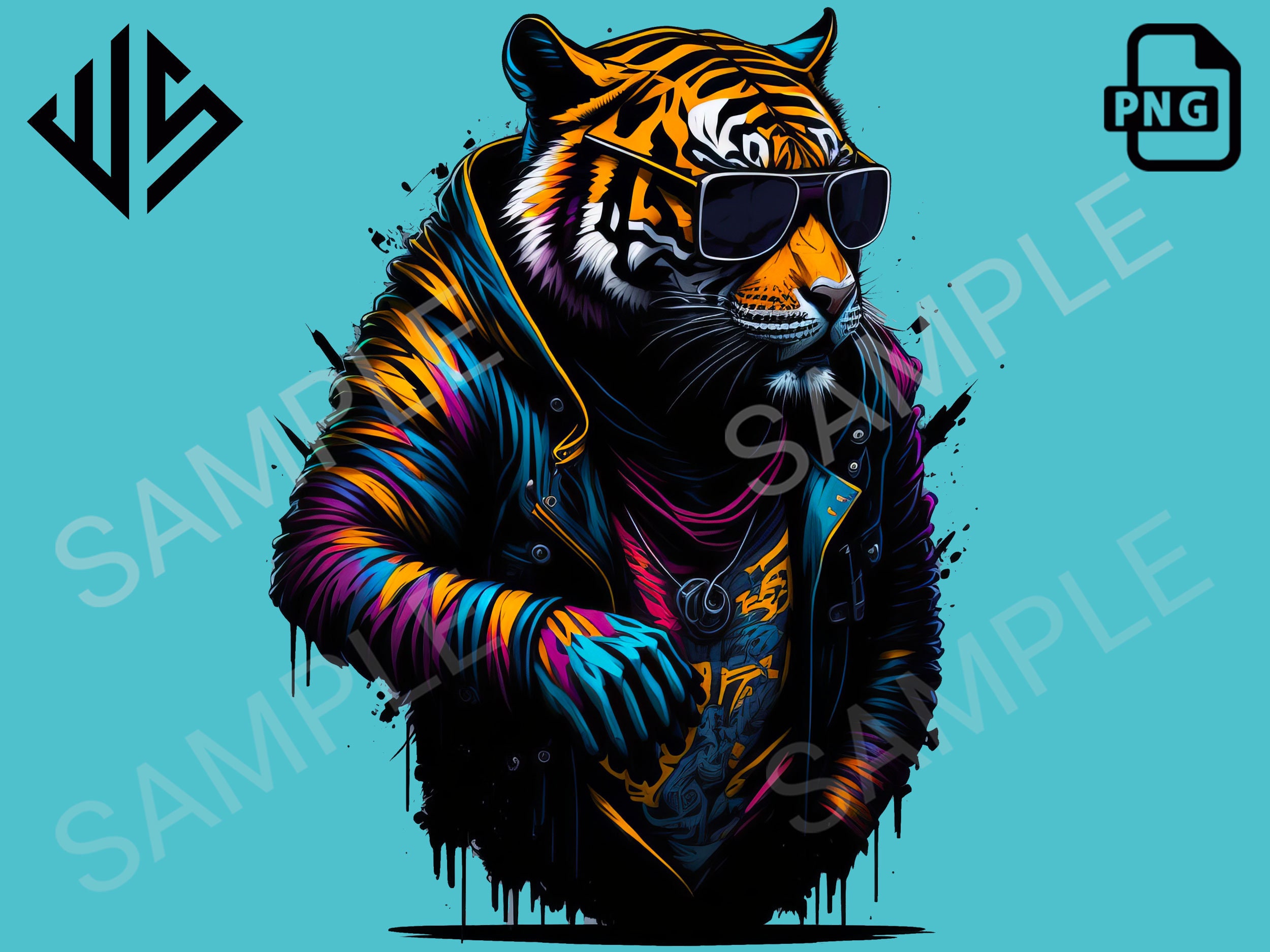 Cool Tiger High Resolution PNG, Digital File, Graffiti, Sticker, Urban ...