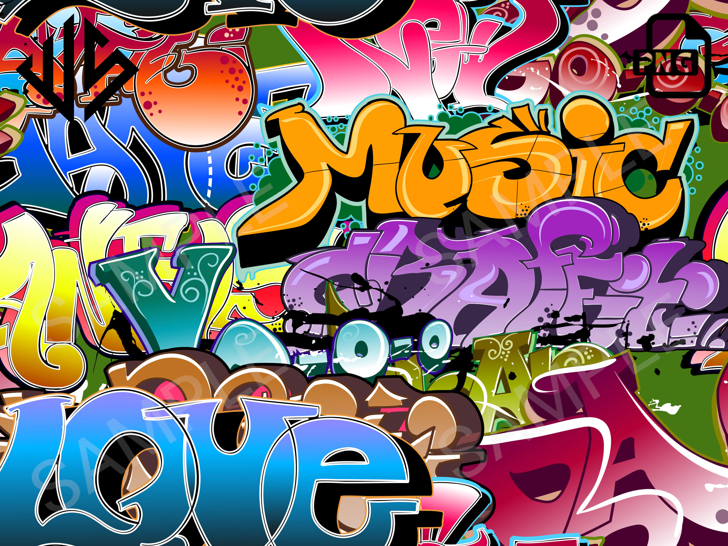 Graffiti BG 11 High Resolution PNG, Digital File, Graffiti, Sticker ...