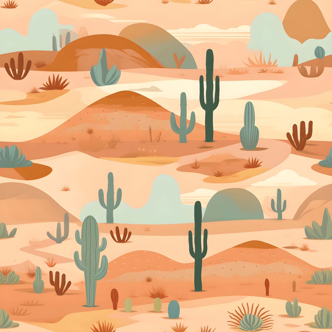 Seamless 10 Desert Pattern Designs, Digital Backgrounds, 12 Inches ...