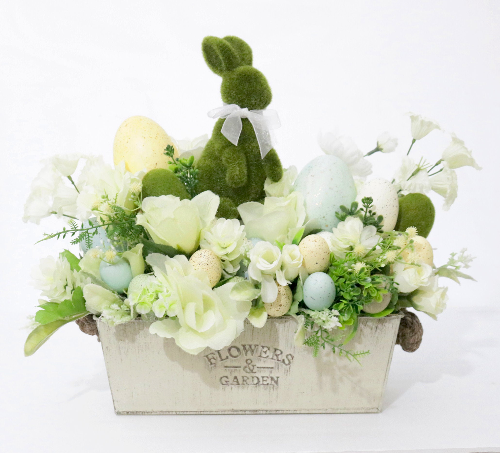 New Spring Elegant Easter Decor Bunny Potted Floral Arrangement Easter ...