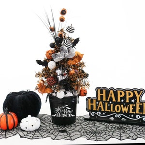 Halloween Mini Tree Halloween Decorated Tinsel Tree Lightup Halloween ...