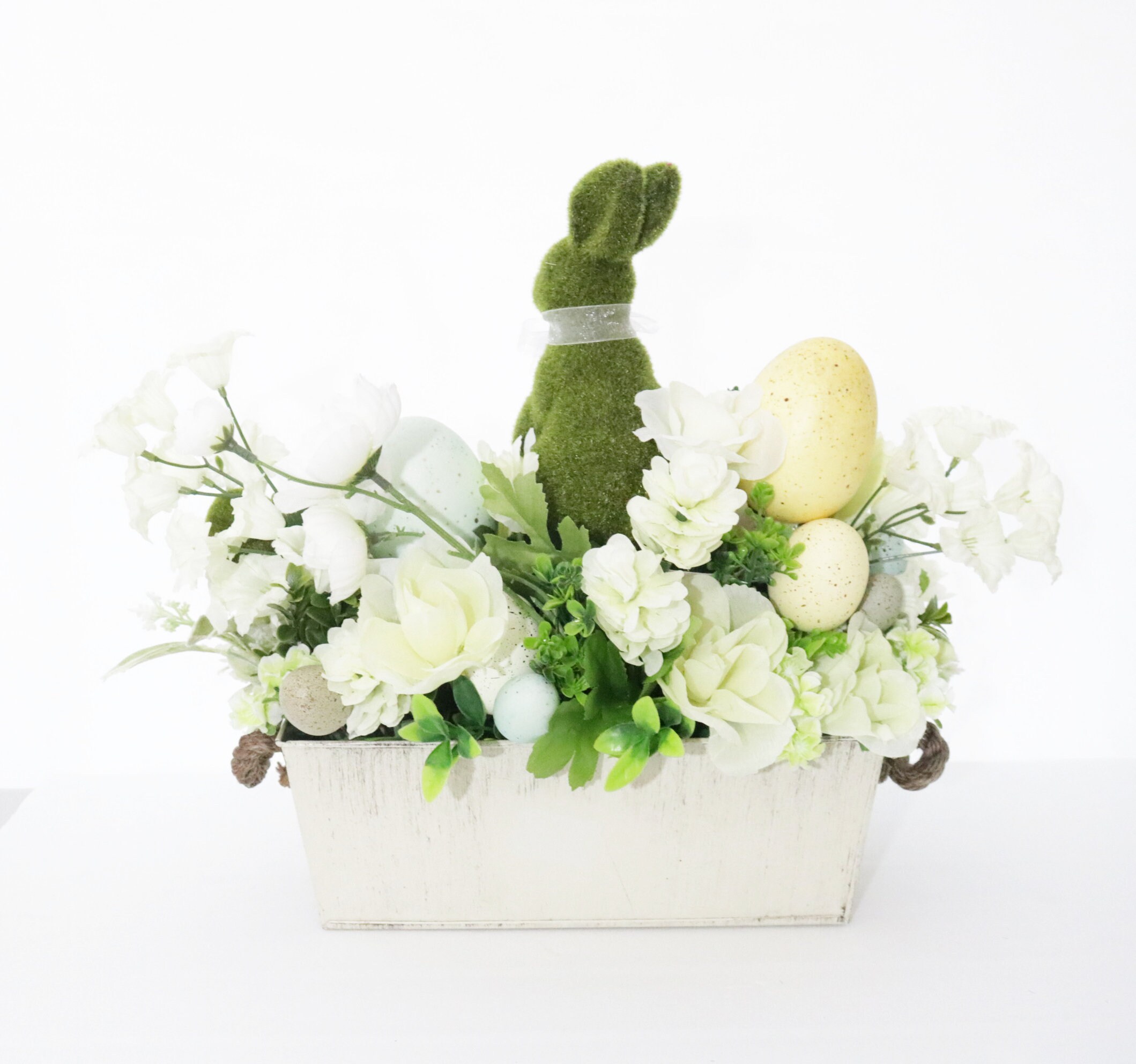 New Spring Elegant Easter Decor Bunny Potted Floral Arrangement Easter ...