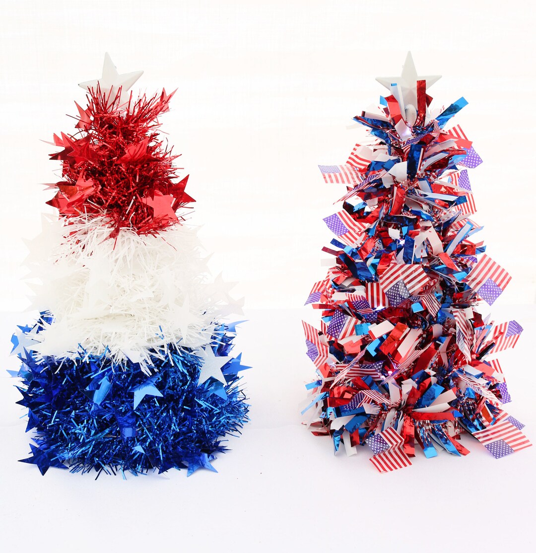 4th of July Tinsel Tree 4th of July Decorations Light up Table Top ...
