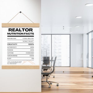Realtor Funny Nutrition Facts Poster With Hanger Real Estate - Etsy