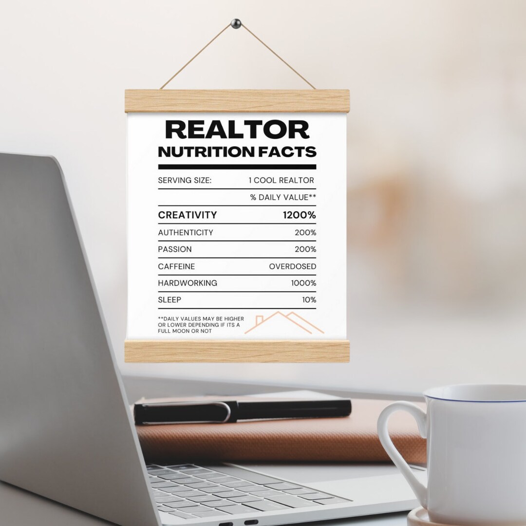 Realtor Funny Nutrition Facts Poster With Hanger Real Estate - Etsy