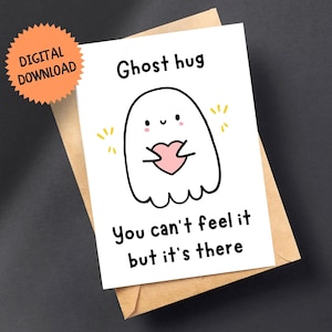 Ghost Hug Halloween Card, Funny Card for Halloween, Greeting Card ...