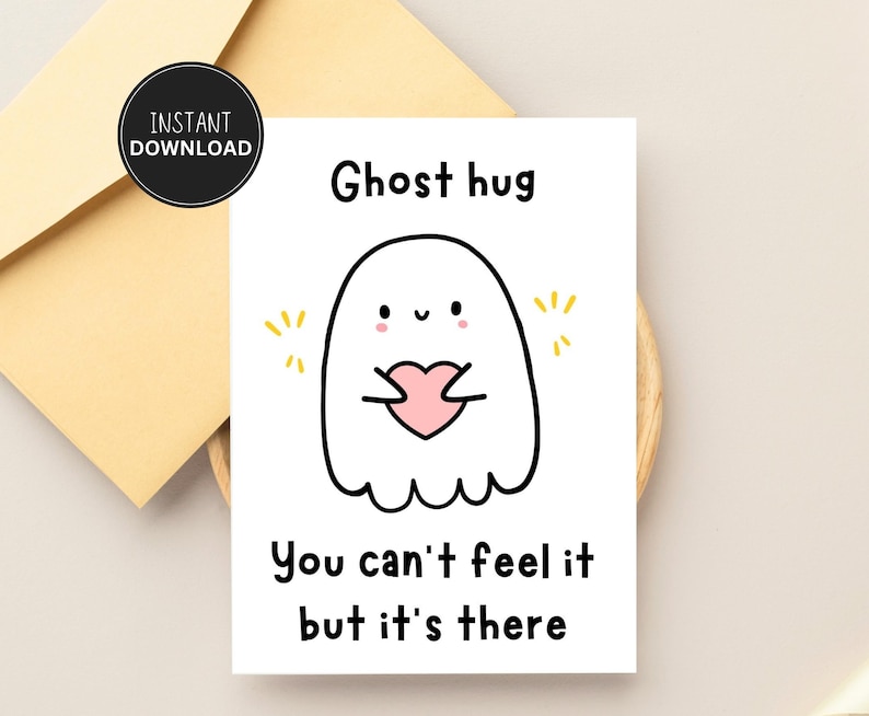 Ghost Hug Halloween Card, Funny Card for Halloween, Greeting Card ...