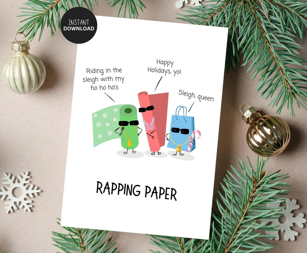 Funny Christmas Card, Funny Holiday Card, Holiday Puns, Rap Christmas ...