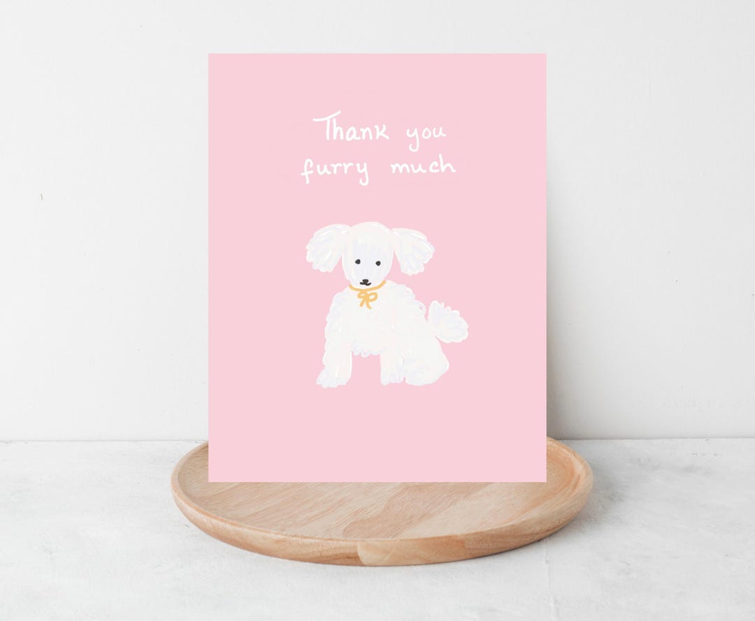 Cute 'thank You Furry Much' Thank You Card, Thank You Card for Friend ...