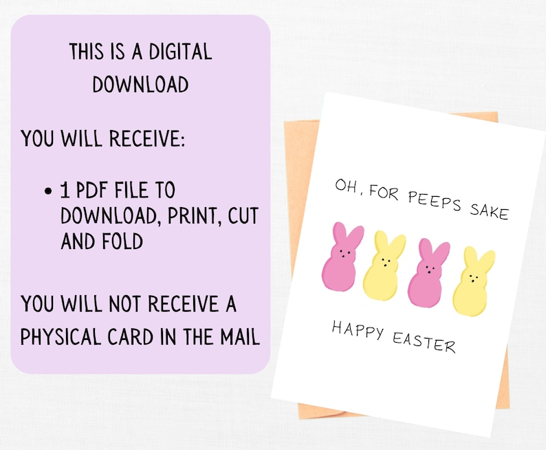Funny 'peeps' Easter Card, Happy Easter Card, Easter Bunny Card, Cute ...