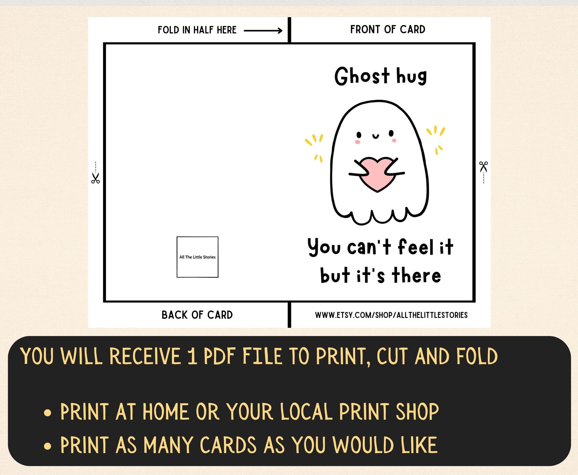 Ghost Hug Halloween Card, Funny Card for Halloween, Greeting Card ...