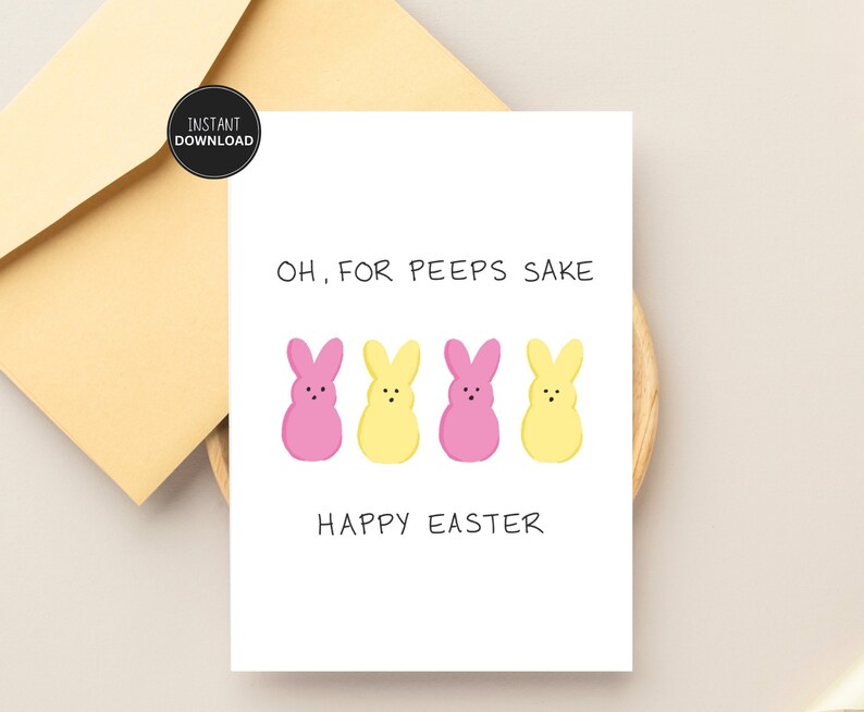 Funny 'peeps' Easter Card, Happy Easter Card, Easter Bunny Card, Cute ...