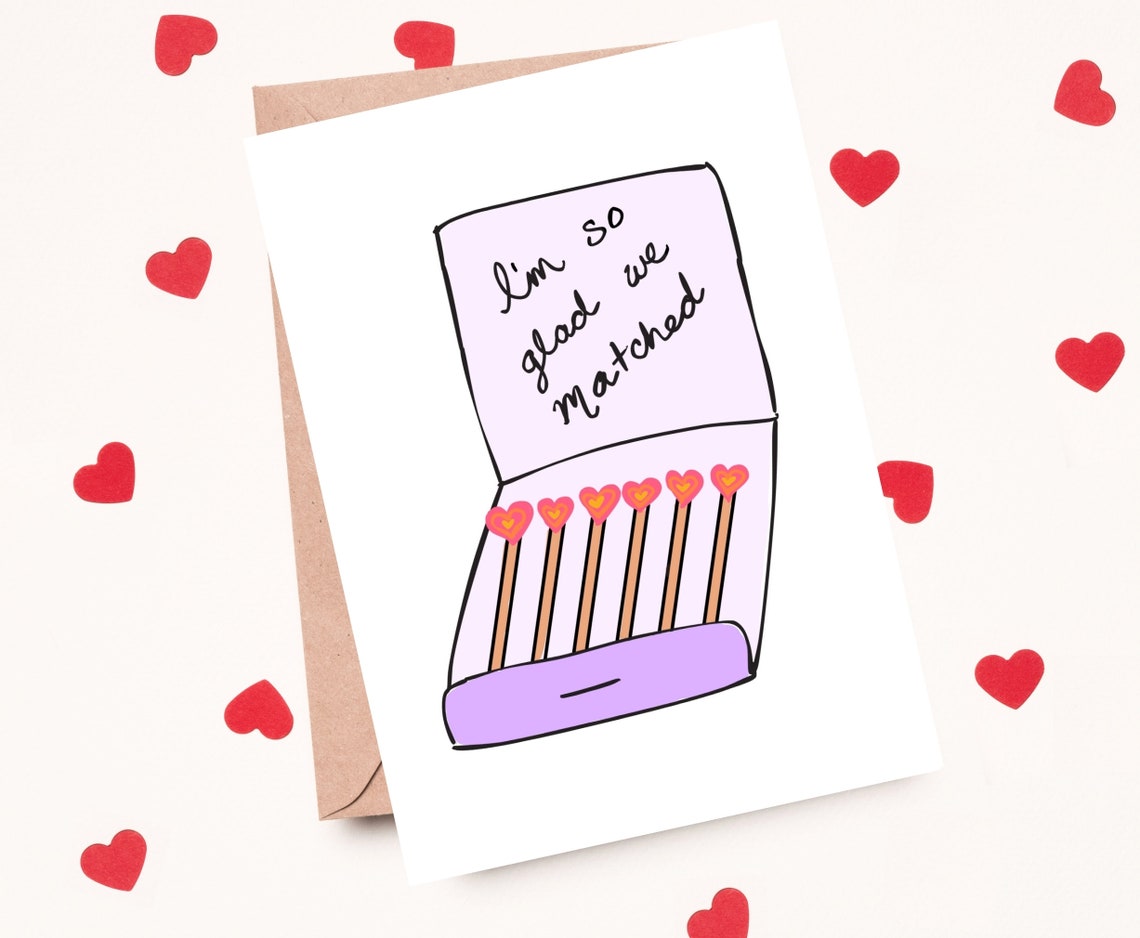 Funny 'glad We Matched' Anniversary Card for Boyfriend, Husband ...
