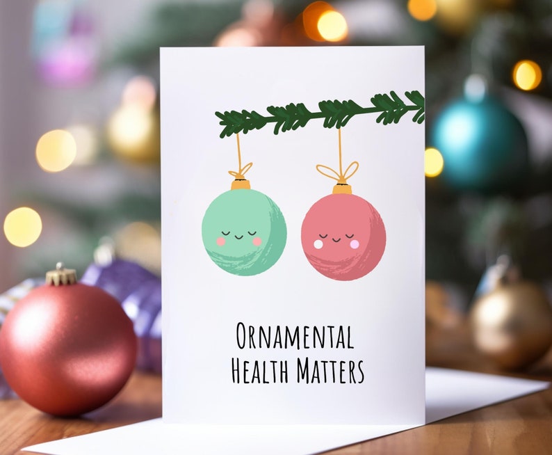 Funny 'mental Health Matters' Christmas Card, Christmas Ornament Card ...
