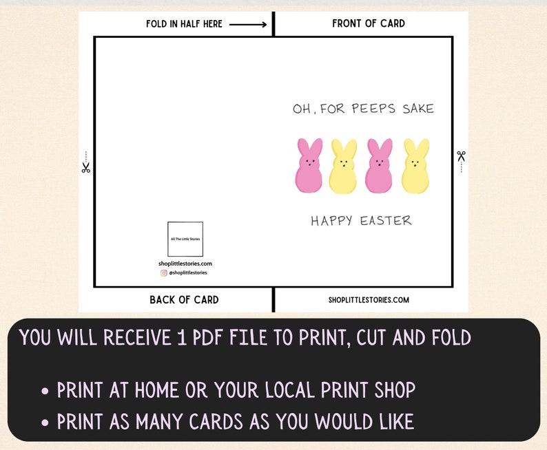 Funny 'peeps' Easter Card, Happy Easter Card, Easter Bunny Card, Cute ...